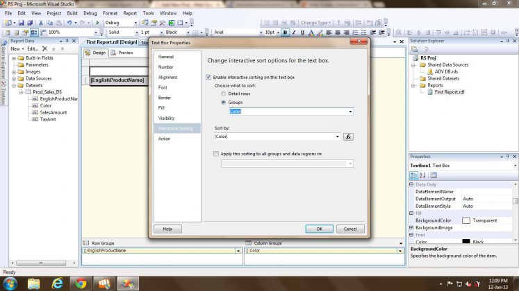 Interactive Sorting to a Column group of Matrix report | Msbi Guide