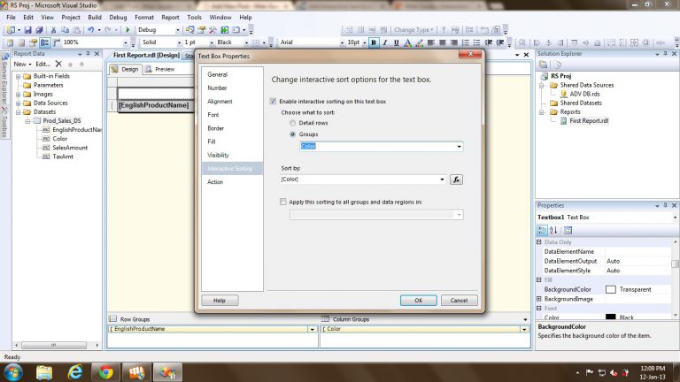 Interactive Sorting to a Column group of Matrix report | Msbi Guide